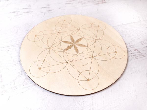 6" Inch Metatron's Cube Seed of Life Fusion Wood Grid